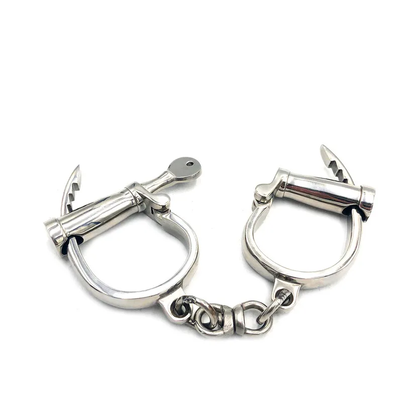 ใหม่ของเล่น SM Unisex สแตนเลส Horseshoe Shape ปรับ Handcuffs ข้อมือข้อ ...