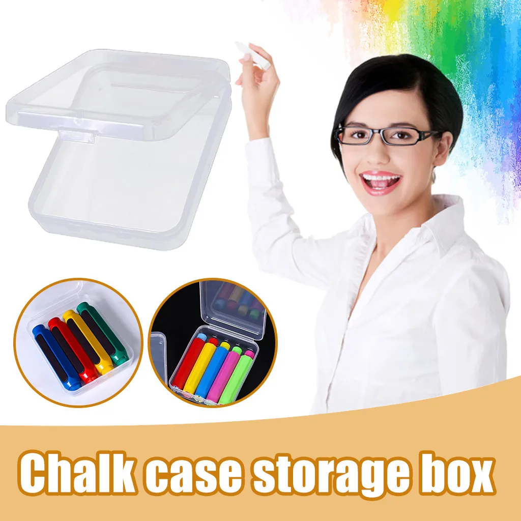 1PC Plastic Blackboard Box Transparent Chalk Case Storage Pen Box Tools ...