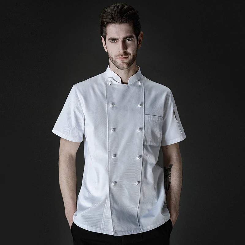 summer-chef-coat-double-breasted-chef-jacket-hotel-restaurant-bakery ...