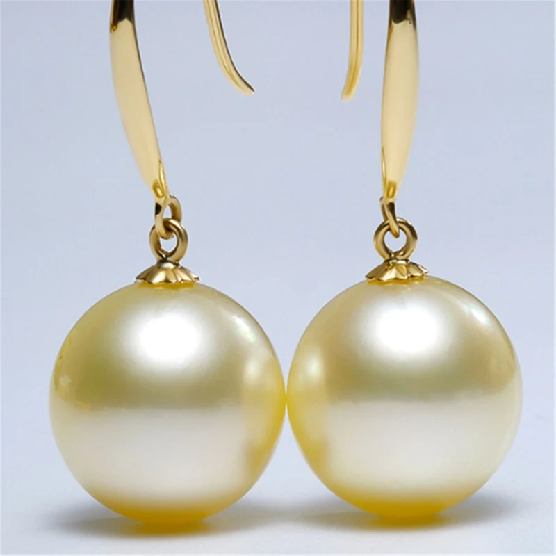 16mm-Gold-Shell-pearl-earrings-and-Pendant-earrings-Natural-Cultured ...