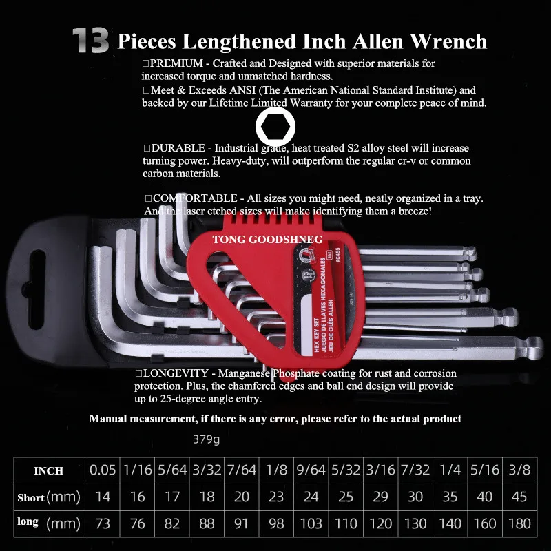 Standard Hex Key Chart