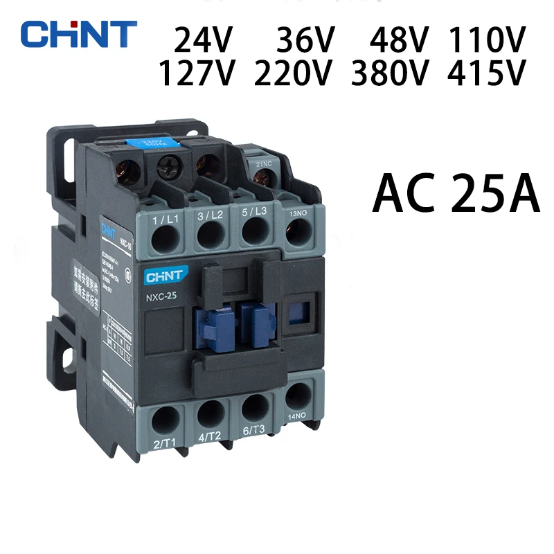 Chint Nxc-25 Contactor 25a Ac 24v 36v 48v 110v 127v 220v 380v 415v Factory Customizable Kunlun ...