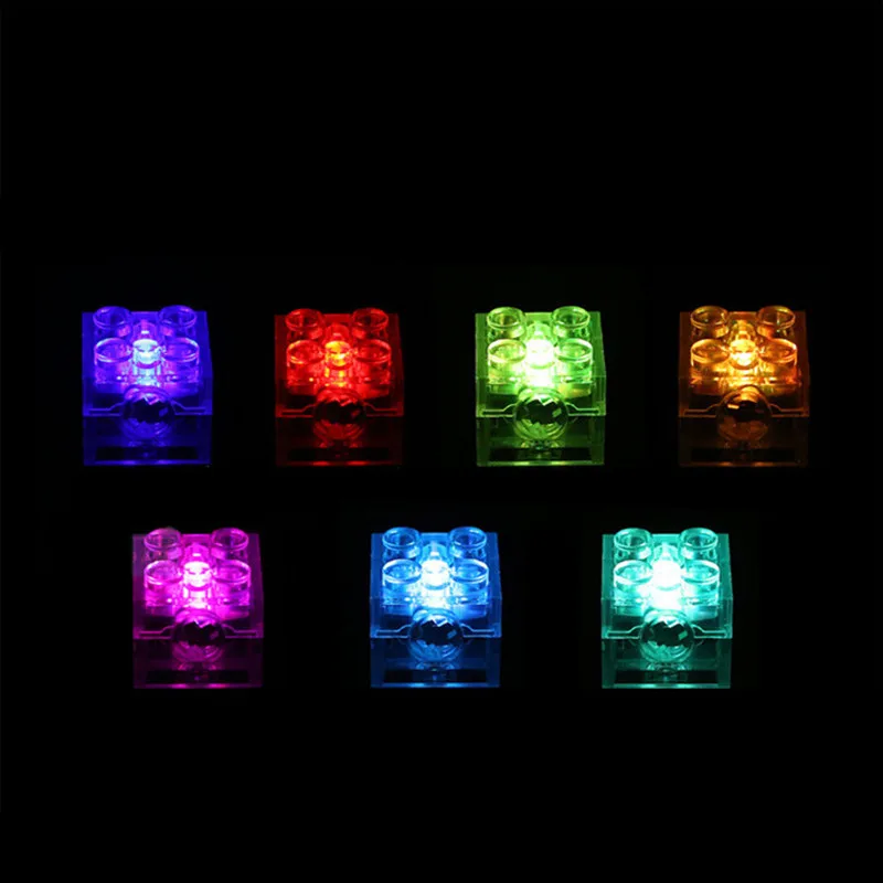 Kyglairng 1 Pcs 2x2 Led Light Up Brick Colorful Compatible For Lego ...