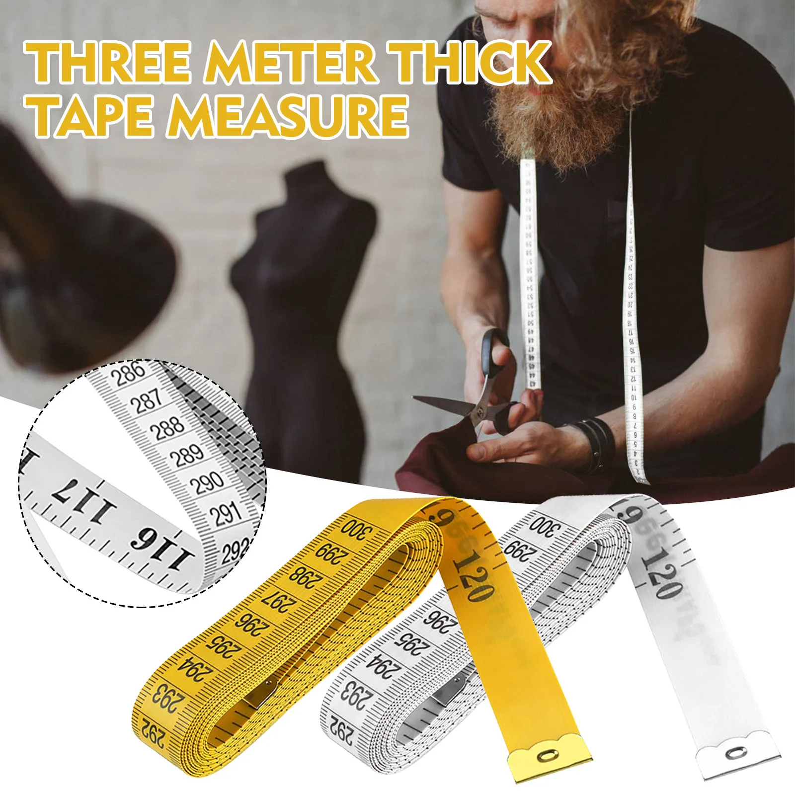 120 Inch/300cm Body Measuring Ruler Sewing Tailor Tape Measure Soft ...