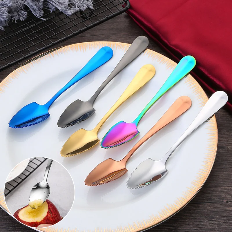 Stainless Steel Serrated Edge Spoon Children's Fruit Spatula Spoon Kids ...