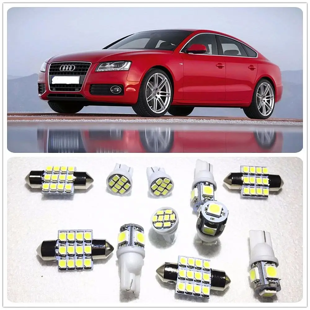 11 set White LED Lights Interior Package 10&36mm Map Dome For Audi Q3 ...
