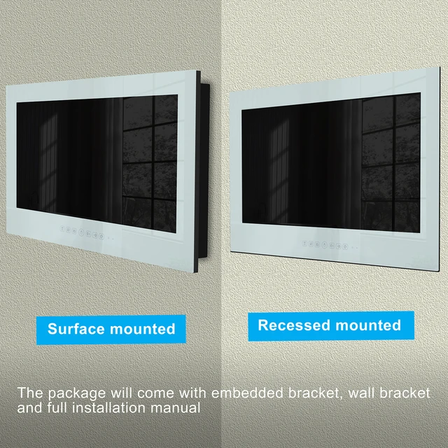 Haocrown 19 Inch Bathroom TV White, IP66 Waterproof Television Smart ...