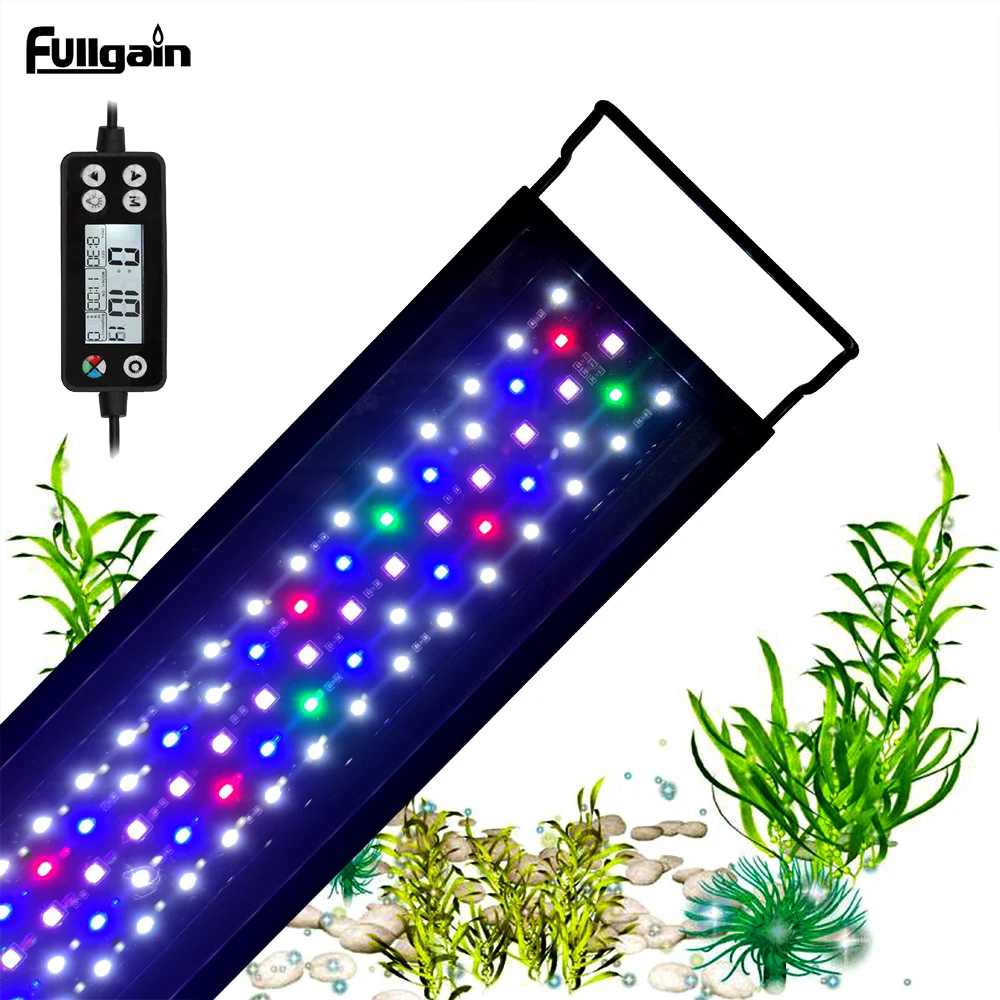 Fullgain 24/7 LCD Aquarium Light Full Spectrum Waterproof Aluminum ...