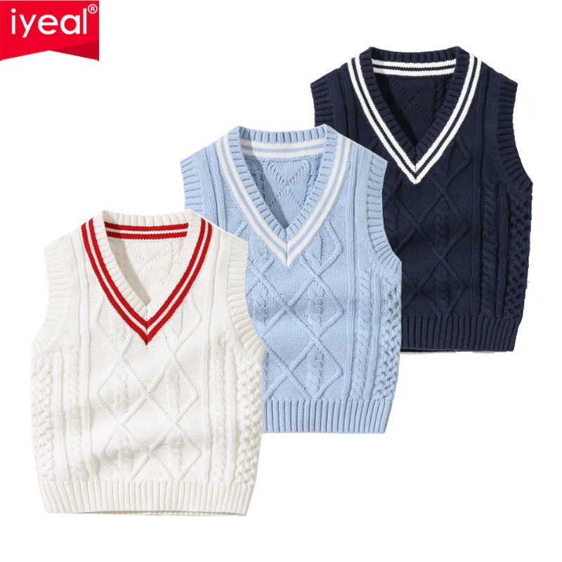 IYEAL Kids Baby Boys Girls V neck Sleeveless Twist Knitted School ...