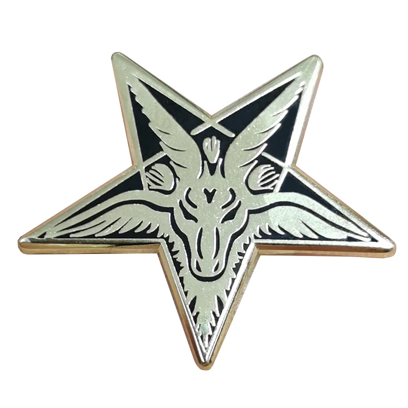 Baphomet goat head enamel pin Satanic pentagram occult wicca gothic ...