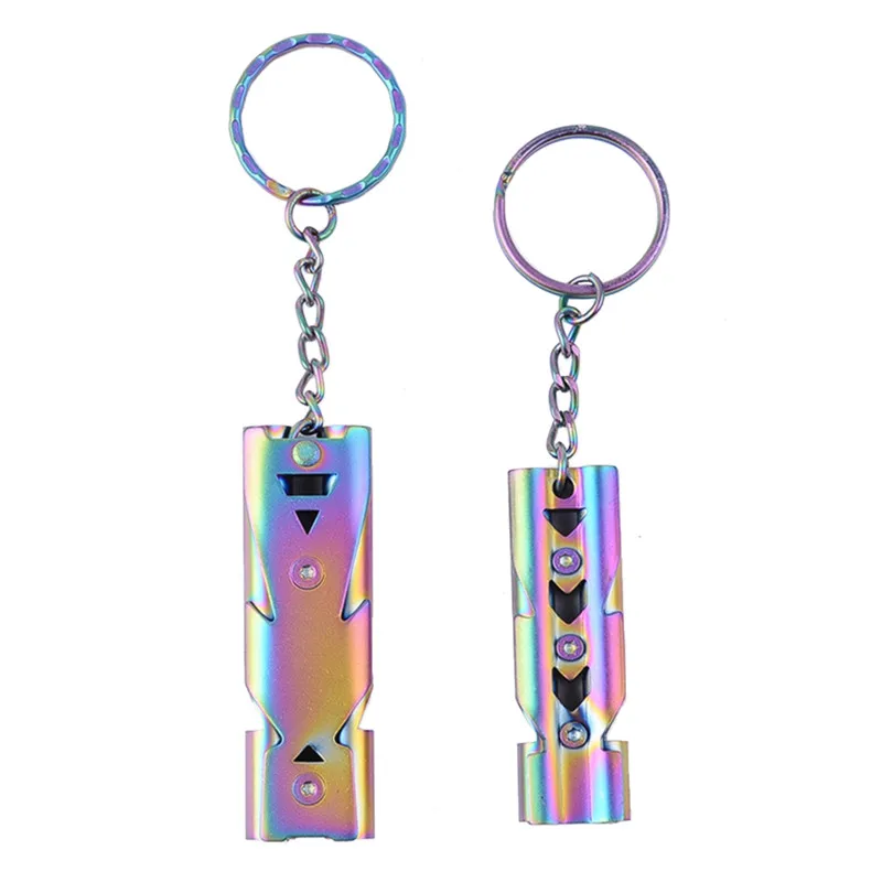 Double Pipe High Decibel Outdoor Emergency SOS Whistles Keychain ...