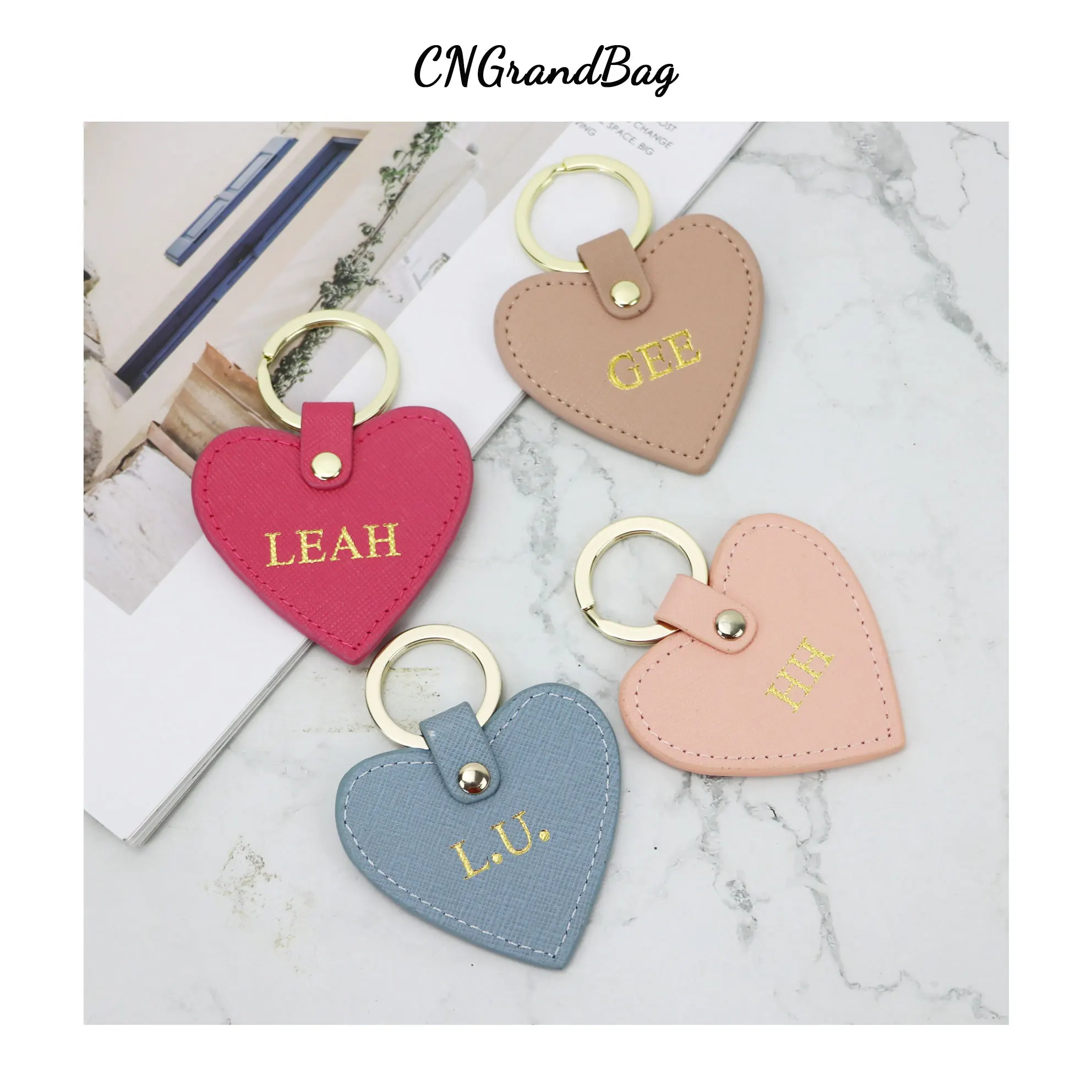 Free Customized Heart Shape Genuine Leather Key holder For Women Girls ...