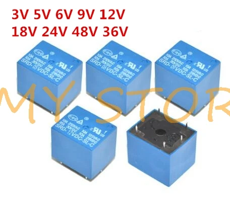 5Pcs Mini Module Power Relay SRD-5VDC-SL-C DC5V 3V 6V 9V 12V 18V 24V ...