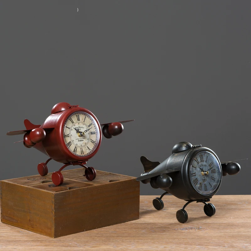 2022 Retro airplane model clocks home clocks creative living room study ...