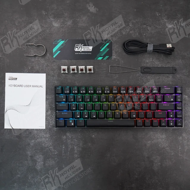 『4年保証』 RK ROYAL KLUDGE RK68 RK855 Wired 65% Mechanical Keyboard RGB ...