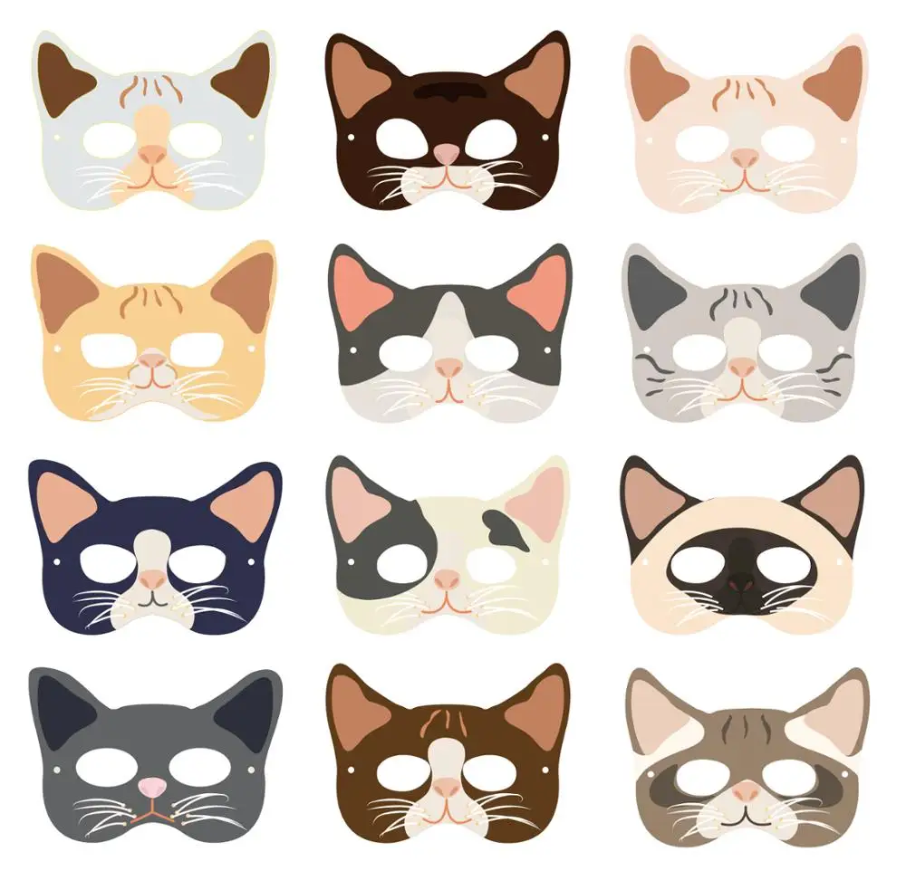 Kids Birthday Party Mask Cute Pet Cats Theme Party Decorations Cartoon ...
