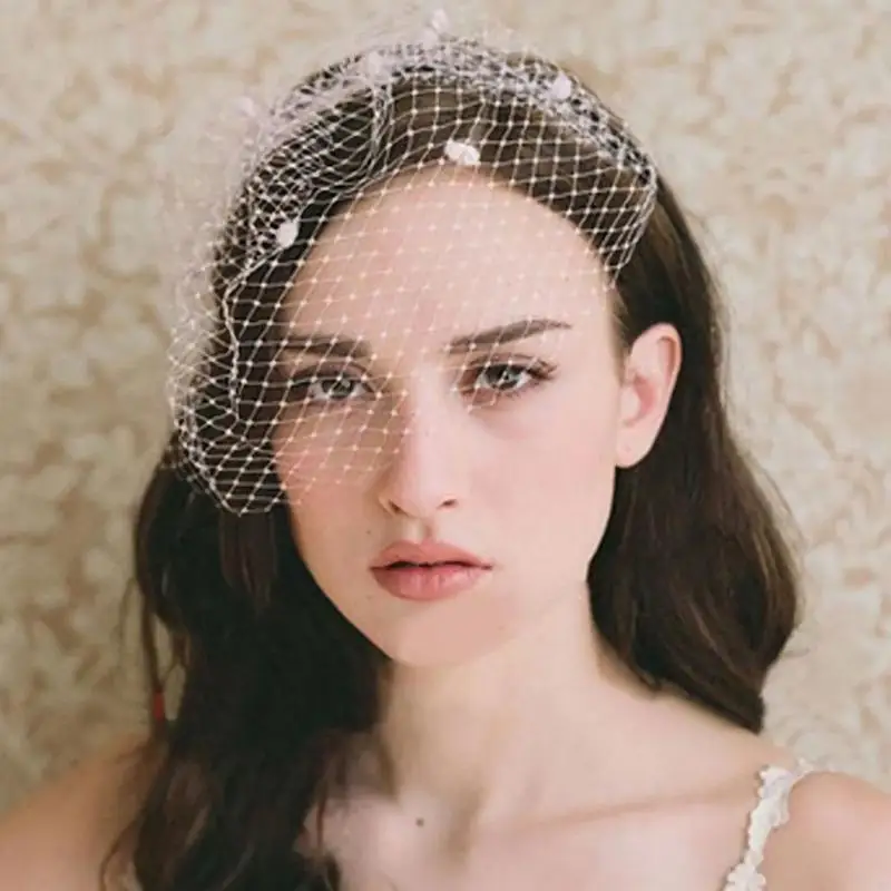 Vintage Simple Bridal Net Birdcage Veils Black Polka Dot Big Mesh ...