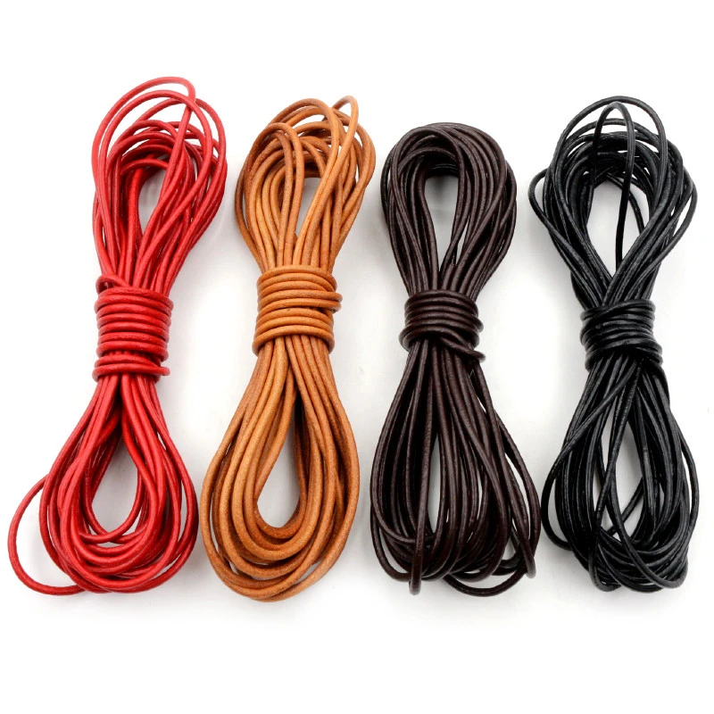5 Meters/lot 1-3mm New 4 Colors Genuine Cow Leather Round Thong Cord ...