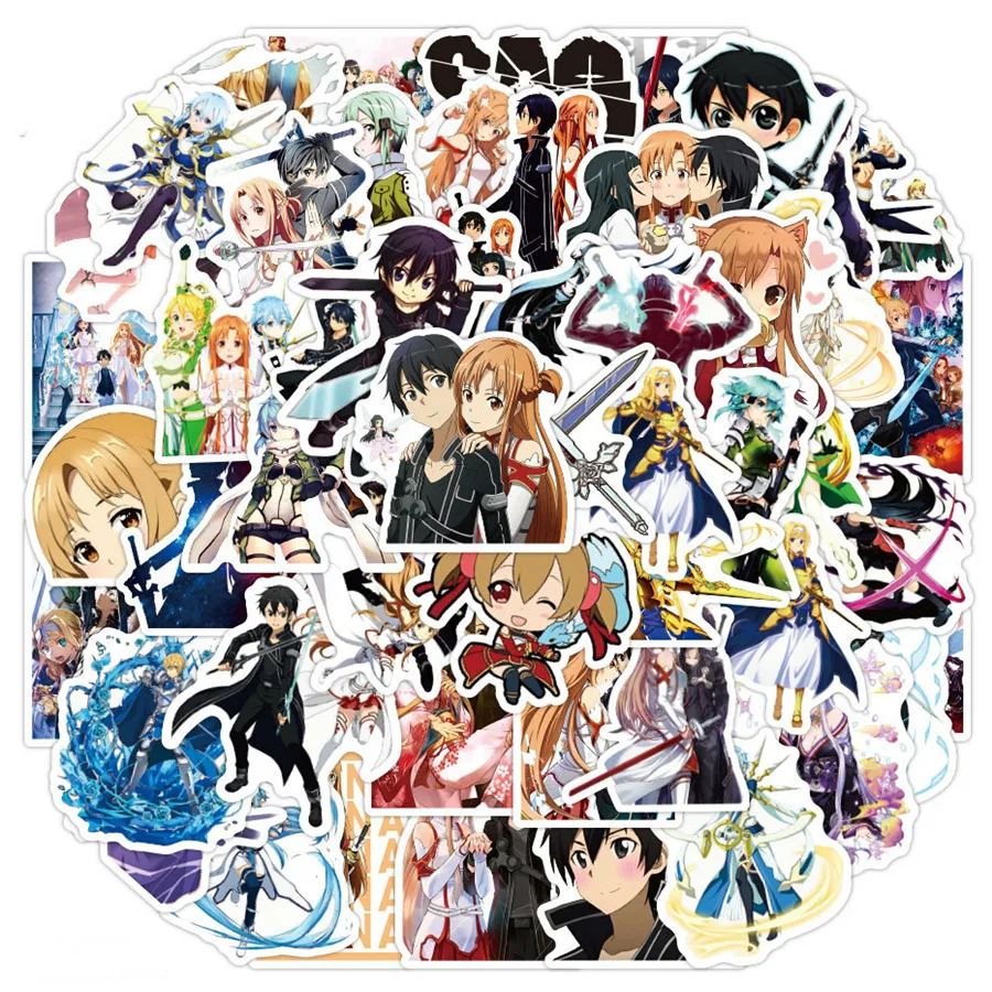 50Pcs-Sword-Art-Online-SAO-Anime-Stickers-Decals-Kirito-Asuna-Sticker ...