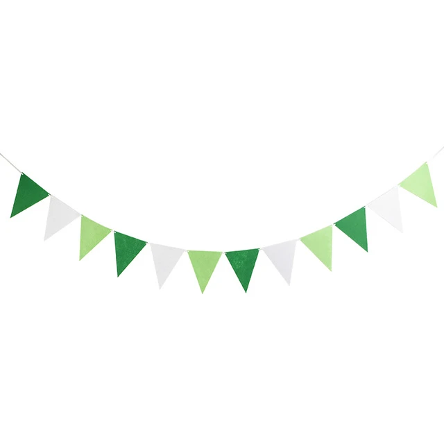 4m 12 Flags Green And White Flags Natural Pennants Happy Bunting ...