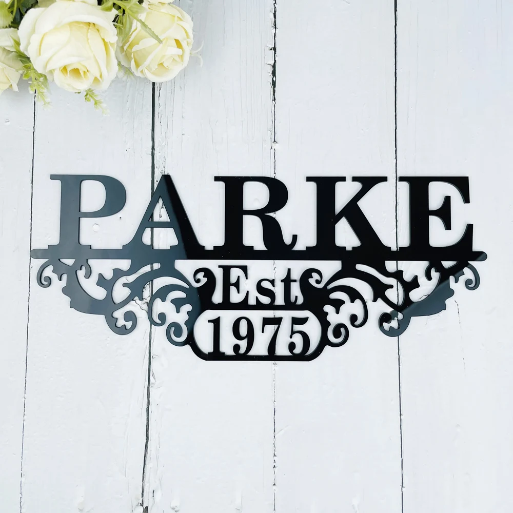Custom Last Name Est Year Established Wood Sign Monogram Door Wall ...
