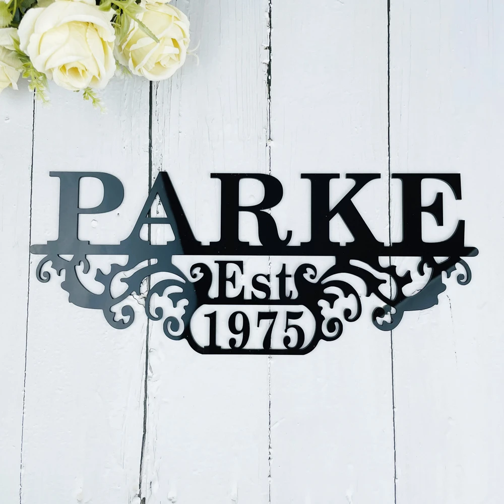 Custom Last Name Est Year Established Wood Sign Monogram Door Wall ...