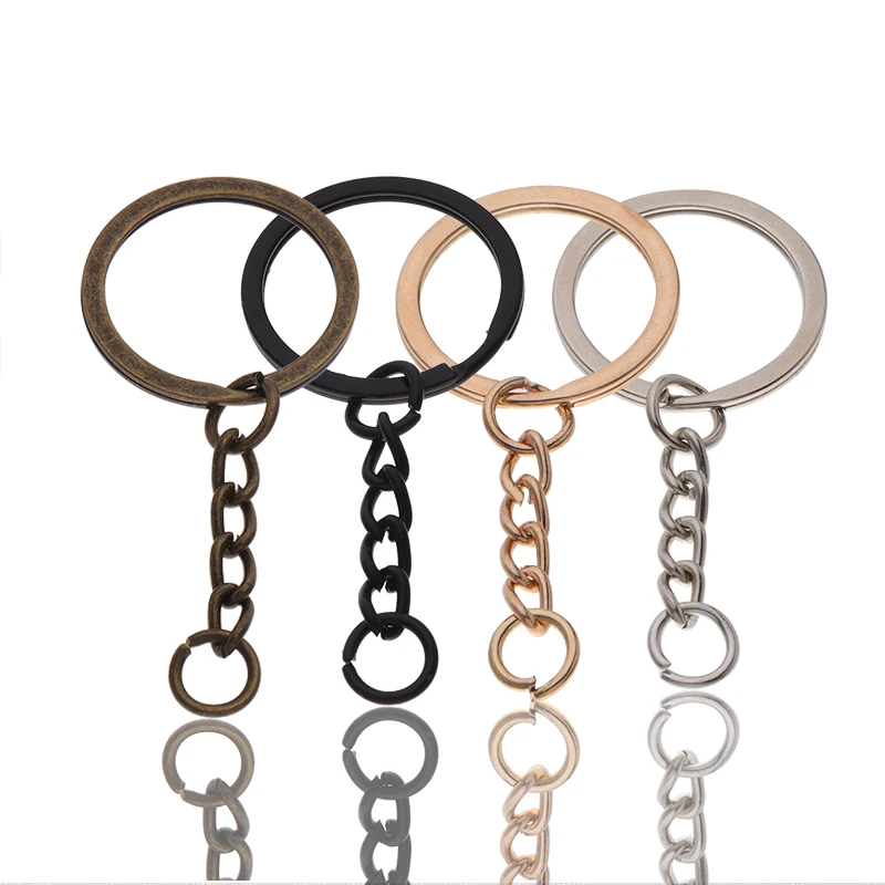 10pcs/lot Flat Key Chain Key Ring Keychain Long Round Split Keyrings ...