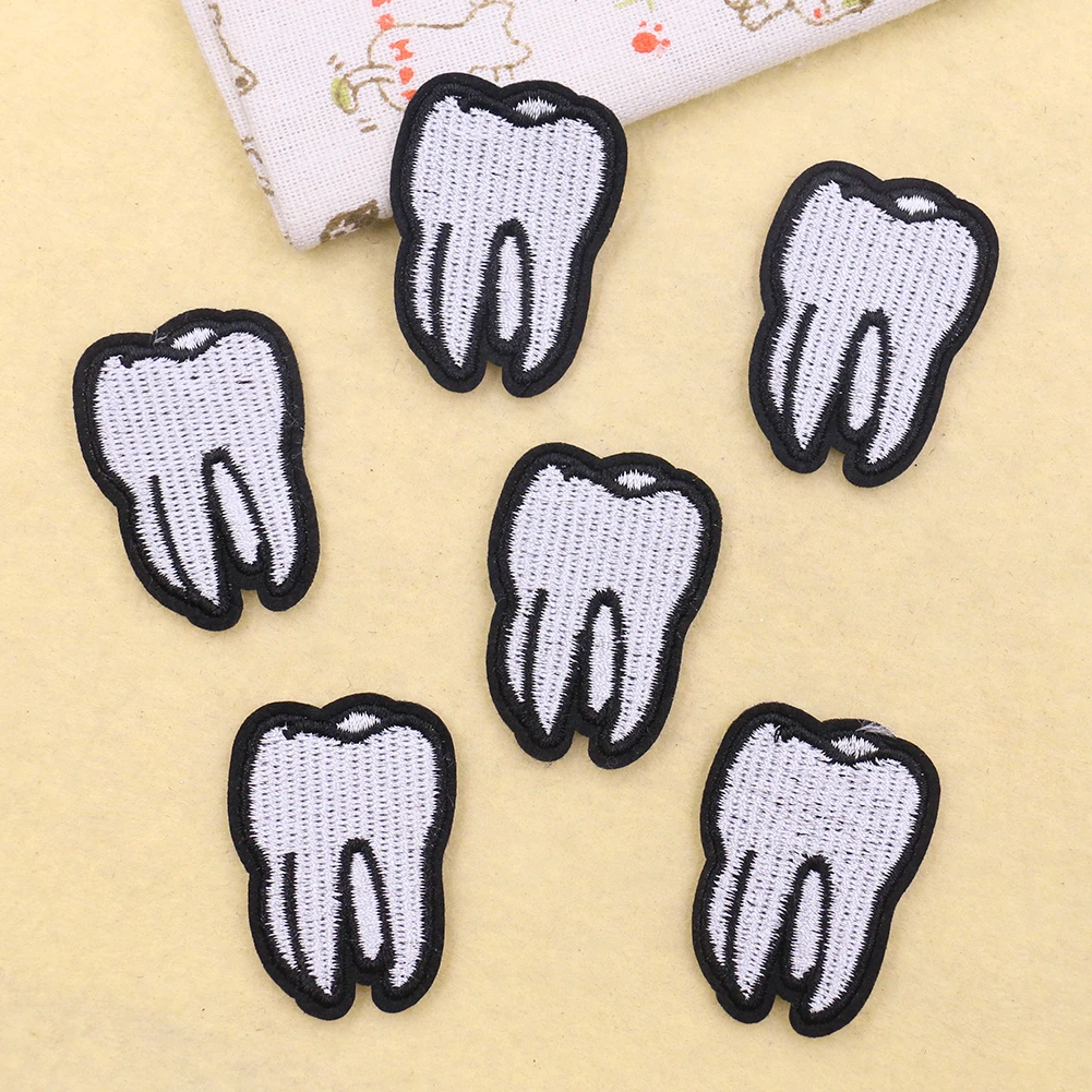 2pcs Cartoon Tooth Pathes Diy Patch Cute Embroidery Applique Iron On ...