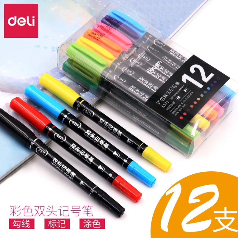 S357 12 Color Double headed Color Marker Pen Set Wholesale Non fading ...
