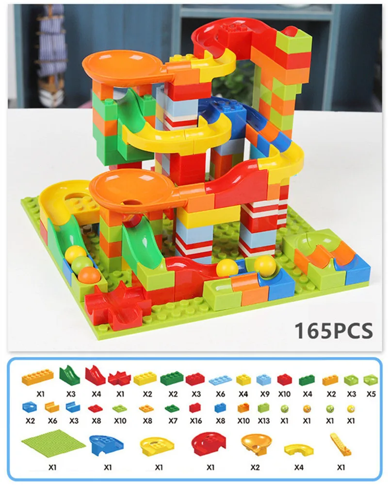 165Pcs Small Size Magical Marble Race Run Block City Building Blocks ...