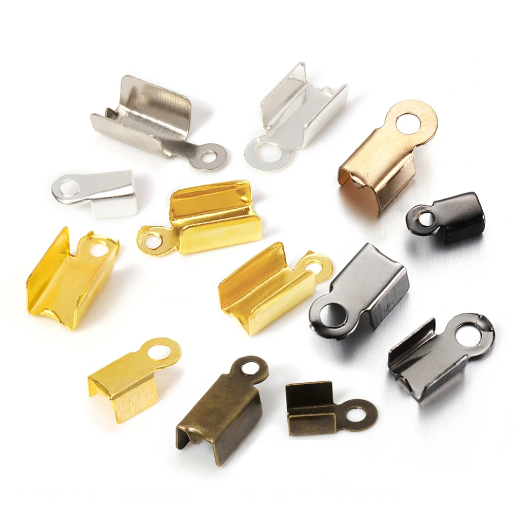 200pcs-Cove-Clasps-Cord-End-Caps-String-Ribbon-Leather-Clip-Tip-Fold ...