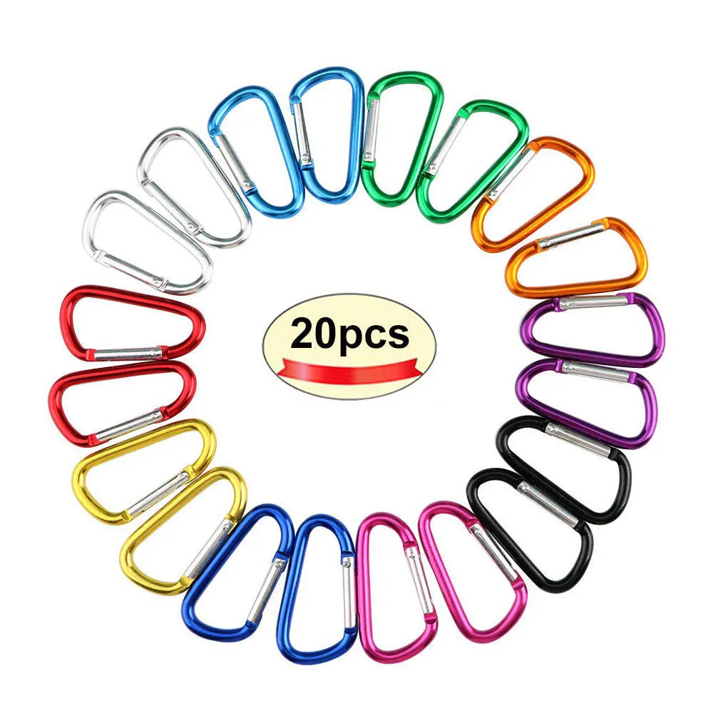10PCS-Carabiner-Key-Chain-Clip-D-Ring-Locking-Hooks-Carabiner-Aluminum ...