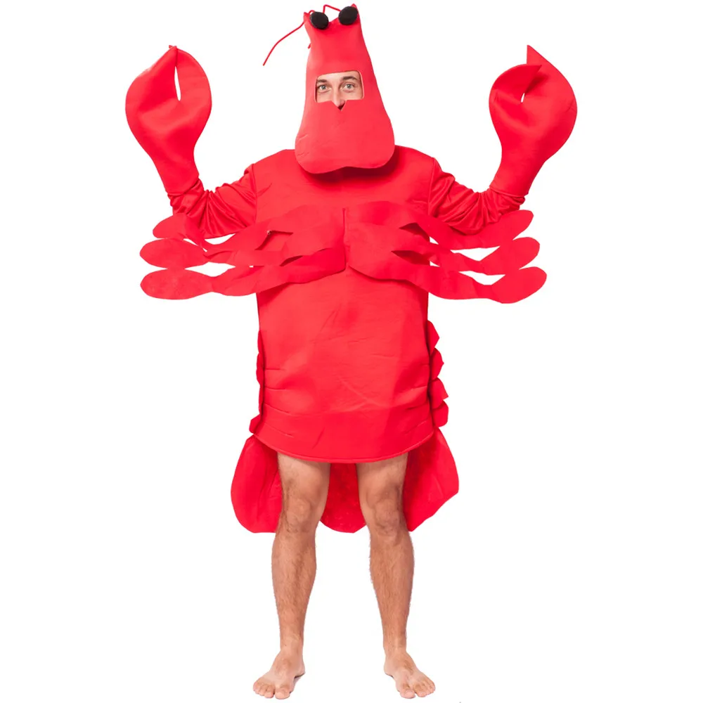 Men's Red Lobster Cosplay Costume Adult Crayfish Halloween Outfits ...