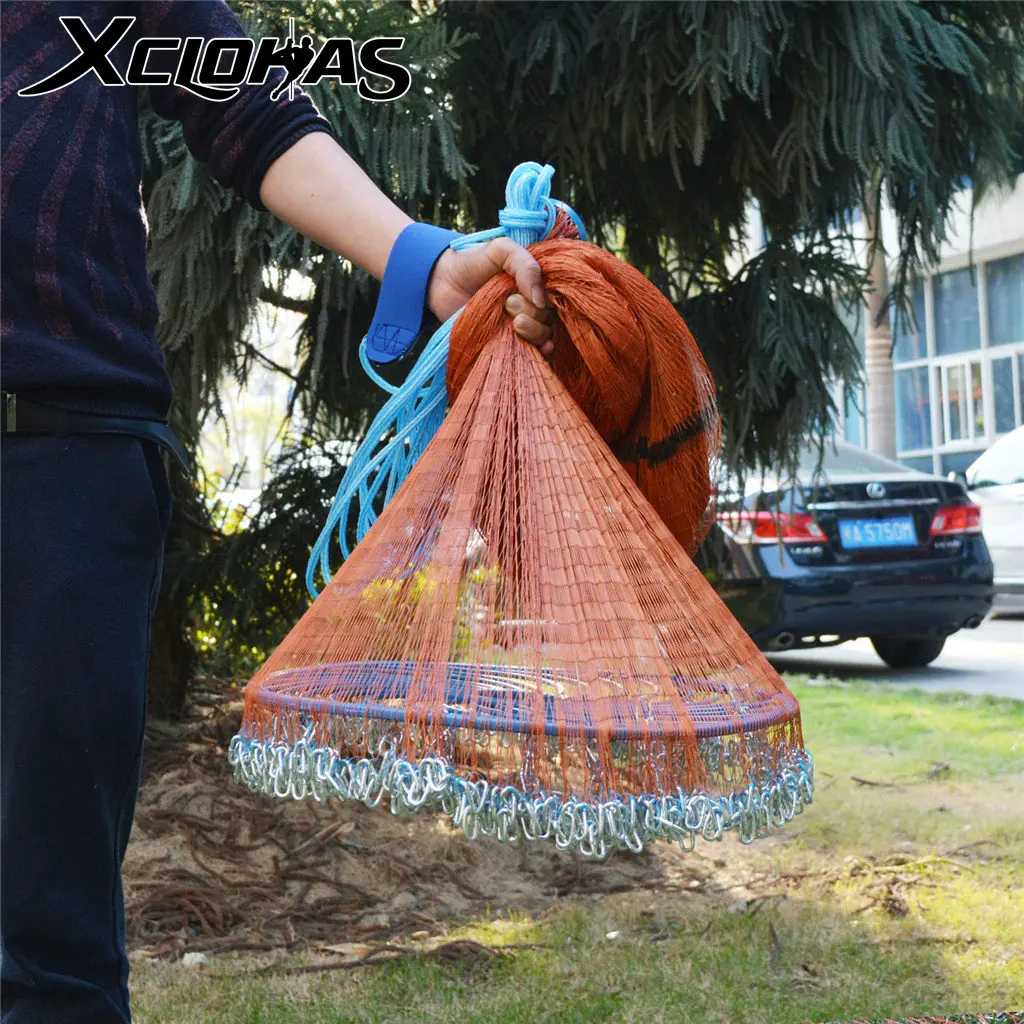 Korean-Steel-Chain-Sinkers-Hand-Cast-Net-PE-Line-Small-Mesh-Throw-Net ...
