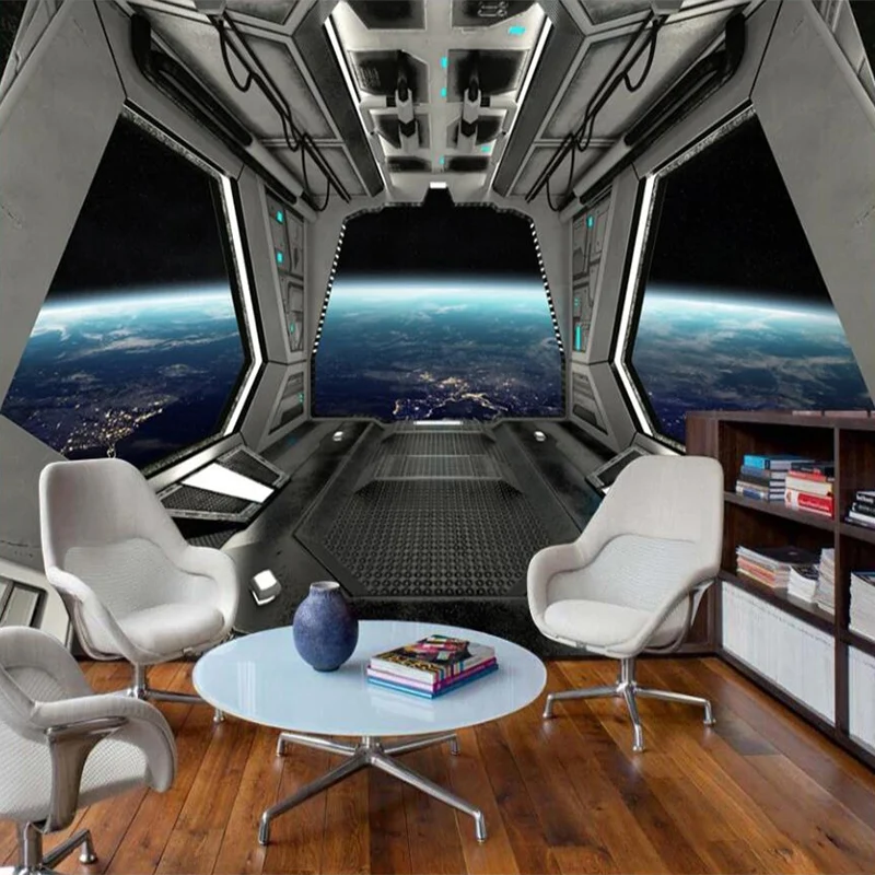 Custom-Mural-Wallpaper-3D-Stereo-Spacecraft-Space-Capsule-Bar-KTV ...