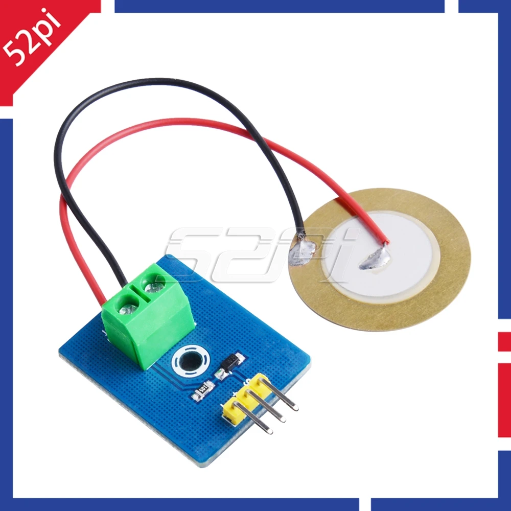 52pi Raspberry Pi Vibration Sensor Module Ceramic Piezo Analog Signal ...