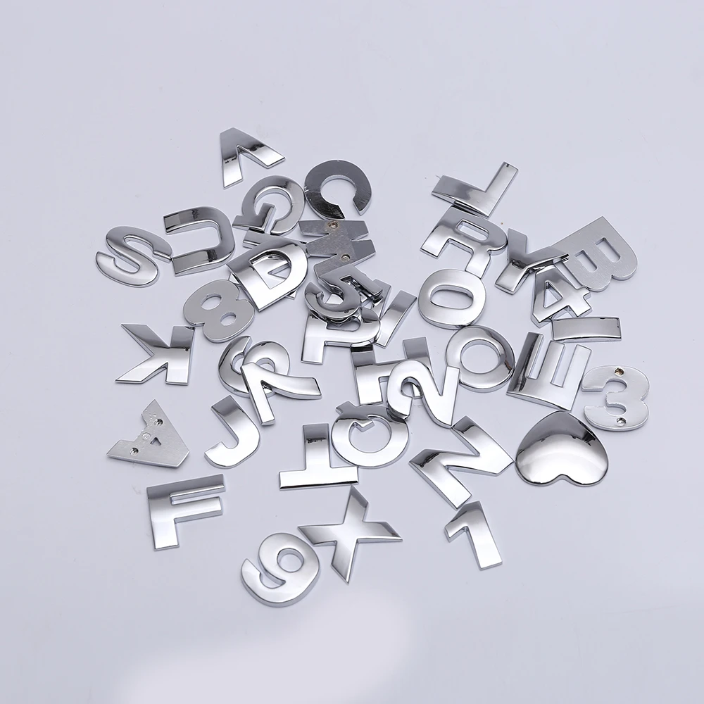 3D Metal DIY Letter Stickers Chrome Digital Alphabet Emblem Decal Car ...