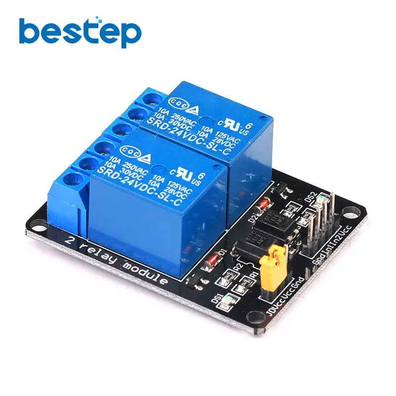 24V 2 Channel Relay Module Low Level Trigger with Optocoupler Relay ...