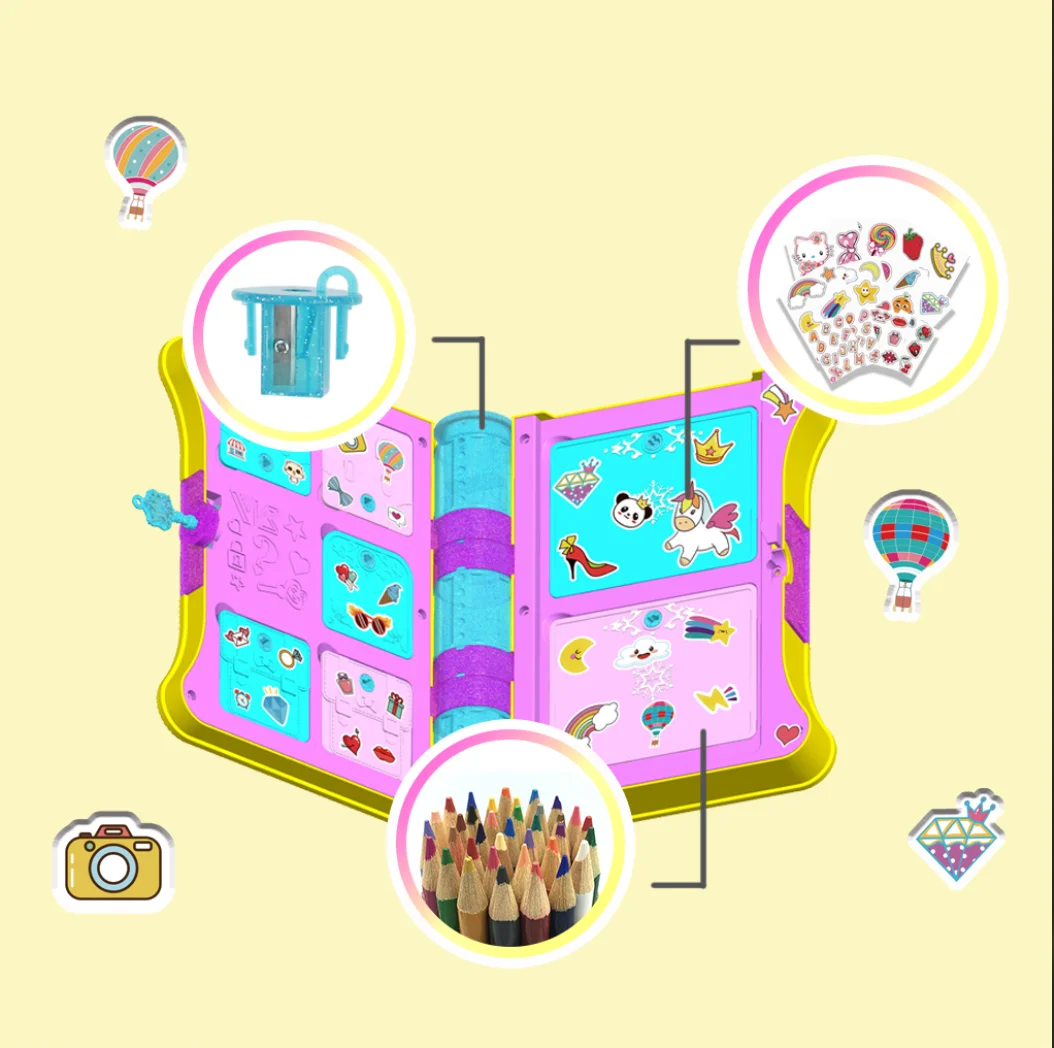 kids Magic Diary Multiple Surprise Fun Unlock Play House Stationery Set ...