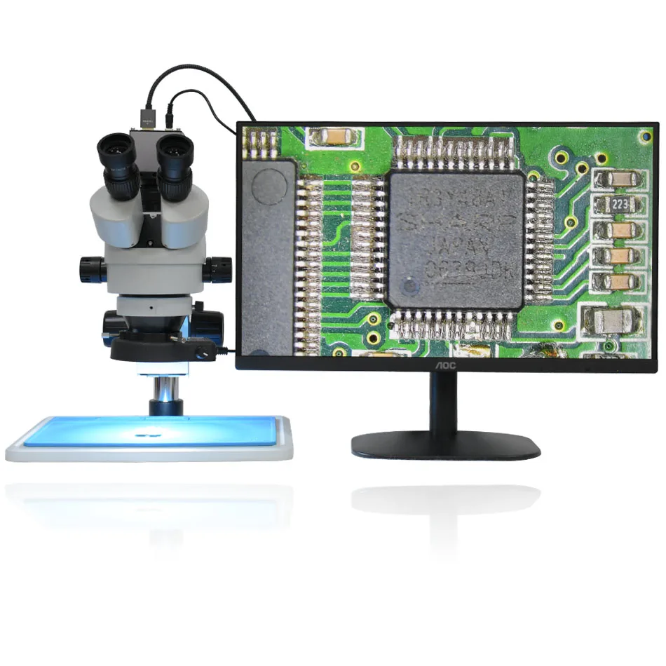 Industrial-Stereo-Binocular-Microscope-3-5X-90X-Trinocular-Simul-focal ...
