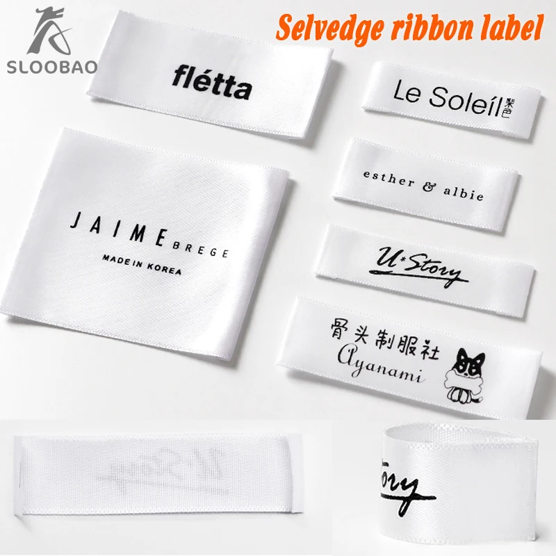 Width1/1.2cm Selvedge Ribbon Customized Silk Care Label Cut Separately ...
