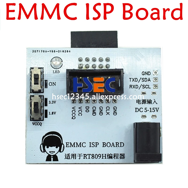 Original-Customized-EMMC-ISP-Board-for-RT809H-Programmer-EMMC-Adapter-DC-5-15V-Fast-Reading ...