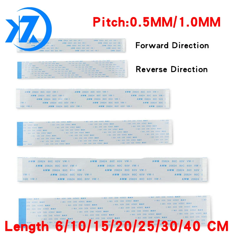10PCS FPC/FFC Ribbon Flexible Flat Cable 24 26 30 32 34 40 Pin Pitch 0. ...