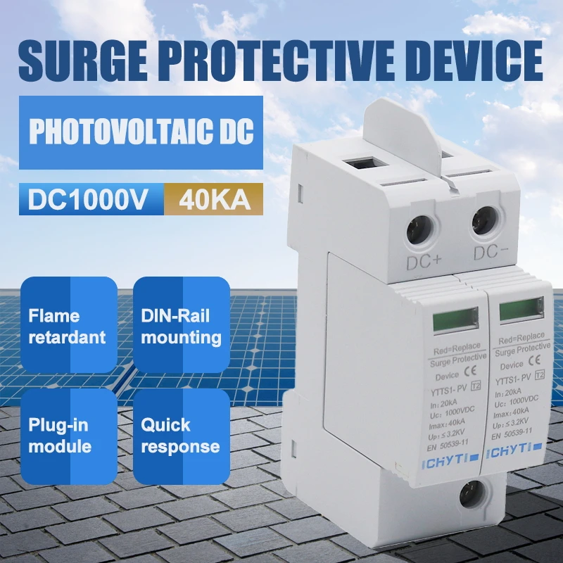 Surge Protective Device SPD DC 2P 600V 1000V 20KA~40KA Surge Protection ...