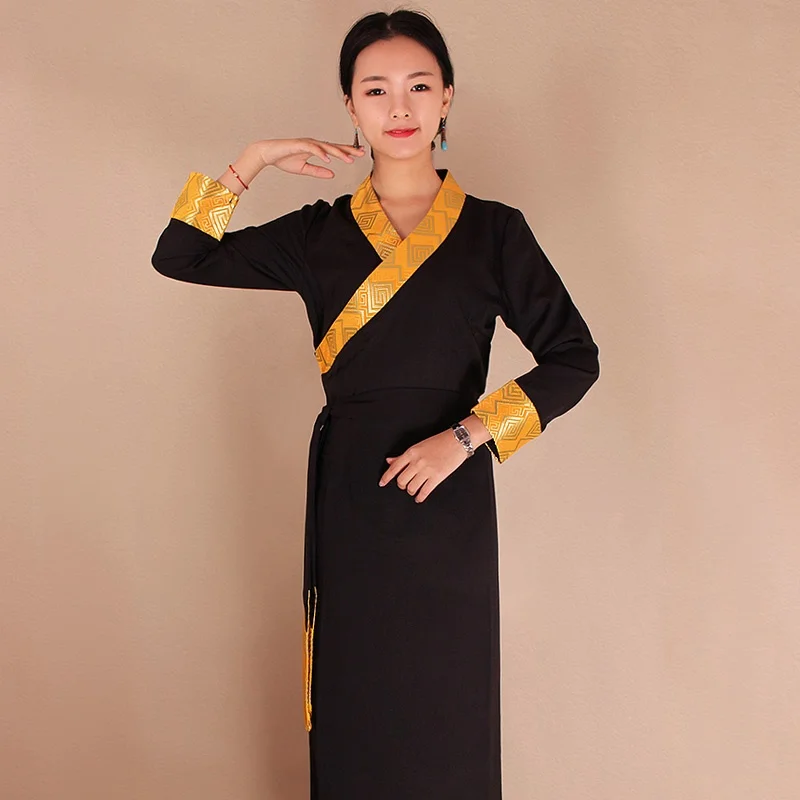 Vestido tibetano Retro de manga larga, Túnica étnica, ropa tradicional ...