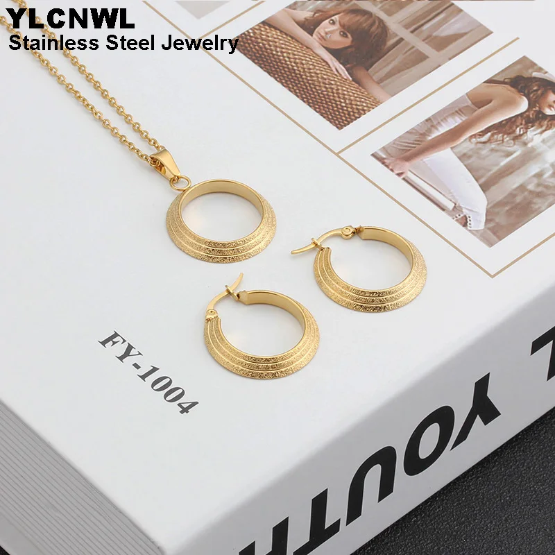 Gold-Color-Stainless-Steel-Set-Jewelry-For-Women-Luxury-Fashion ...