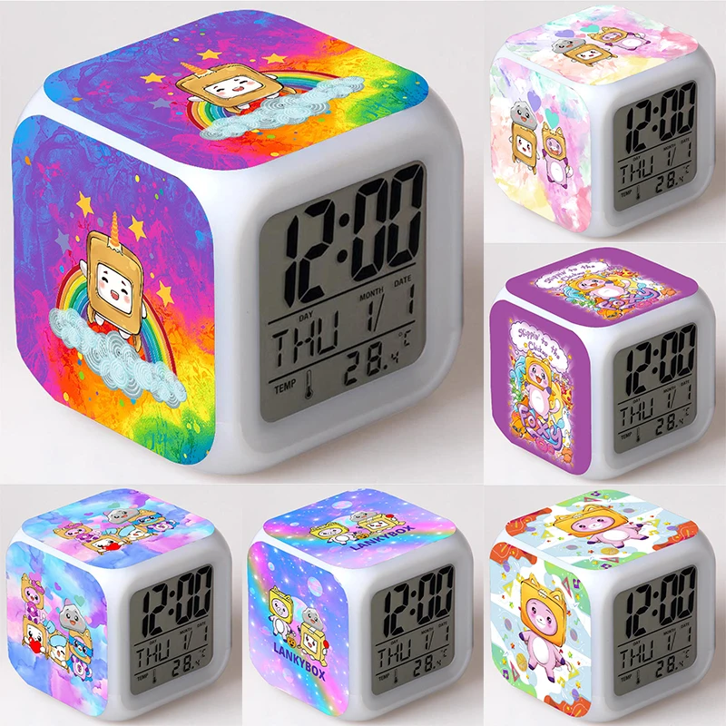 Lankybox-Kids-Alarm-Clock-LED-Color-Changing-Digital-Clock-Cartoon-Boys ...
