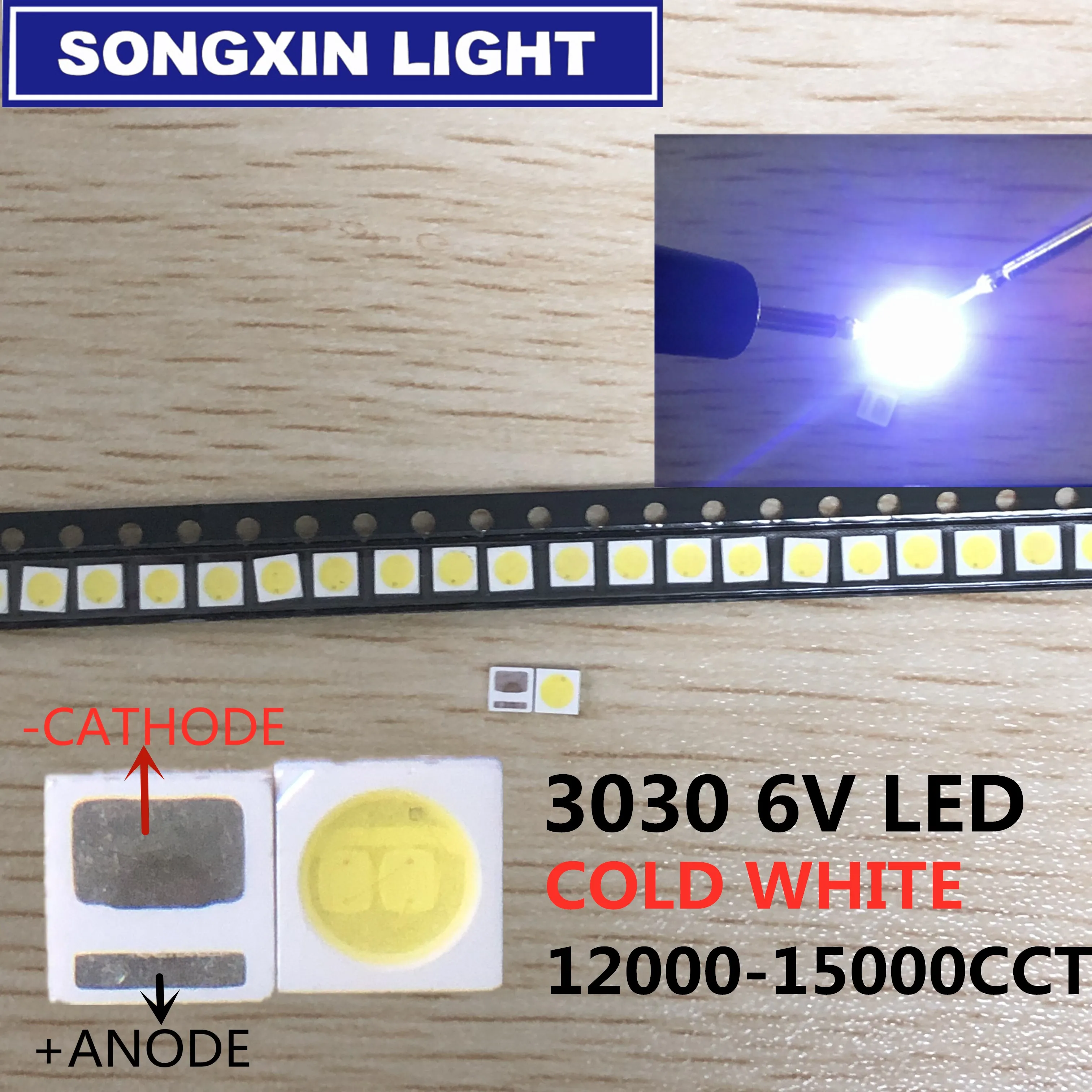 100PCS-LED-Backlight-High-Power-LED-1-8W-3030-3V-6V-Cool-white-150 ...
