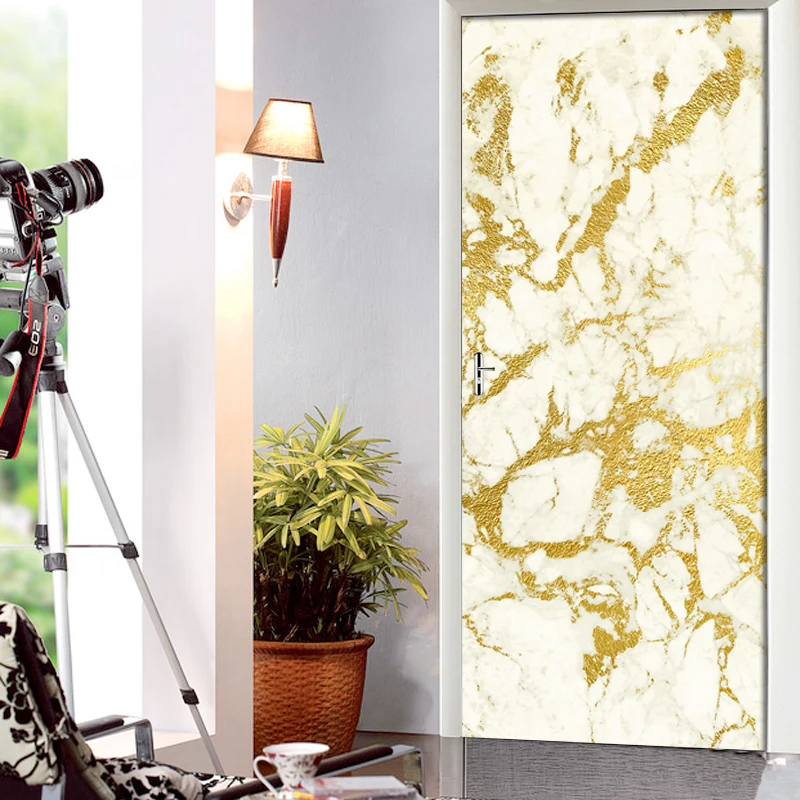 Golden Texture Door Stickers Decals Window Vinyl Sticker DIY PVC Self ...