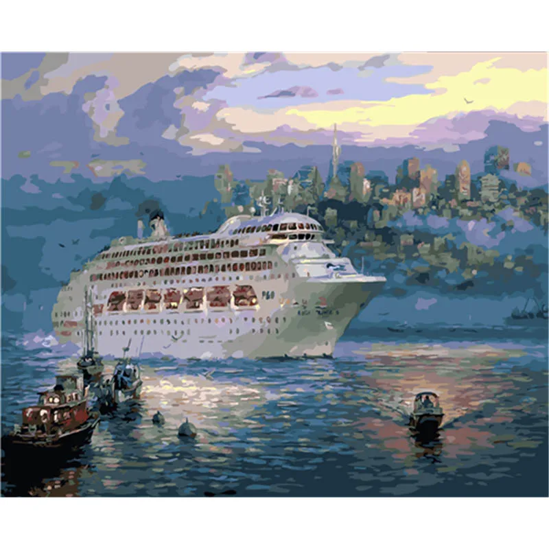 BAISITE DIY Painting By Numbers Hand Painted Canvas Seascape Modern ...